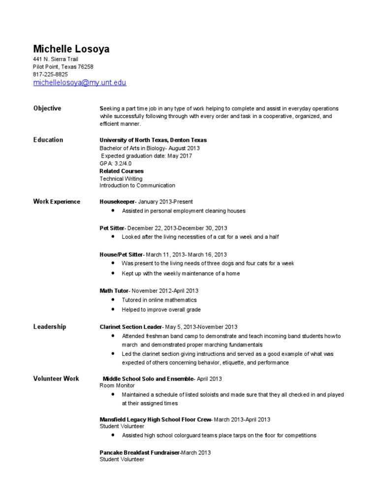 Michelle Losoya's Resume Overview | PDF