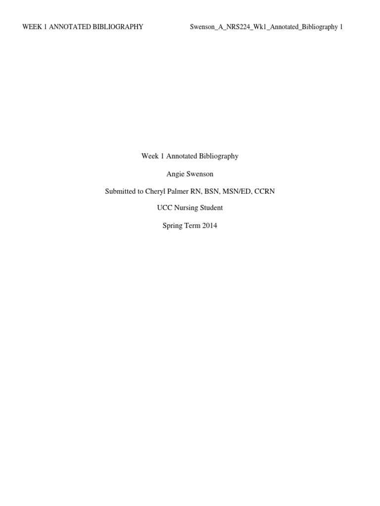 Annotated Bibliography Apa