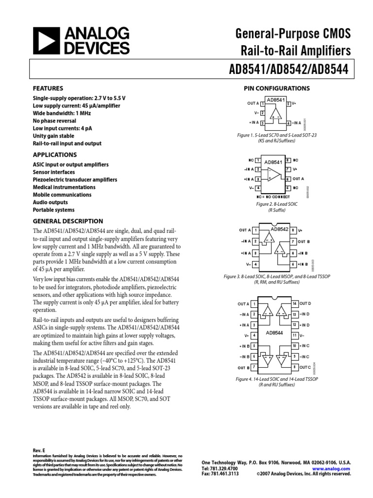 AD8541 | PDF | Amplifier | Operational Amplifier