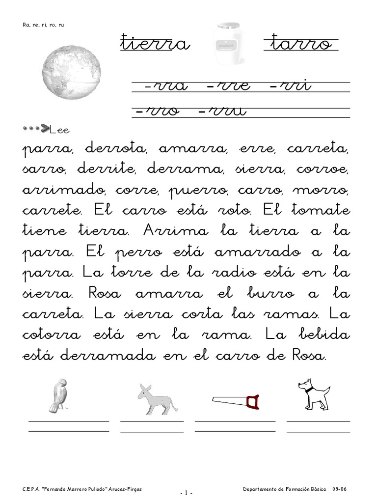 Análisis fonético y morfológico de palabras con las sílabas -rra, -rre ...