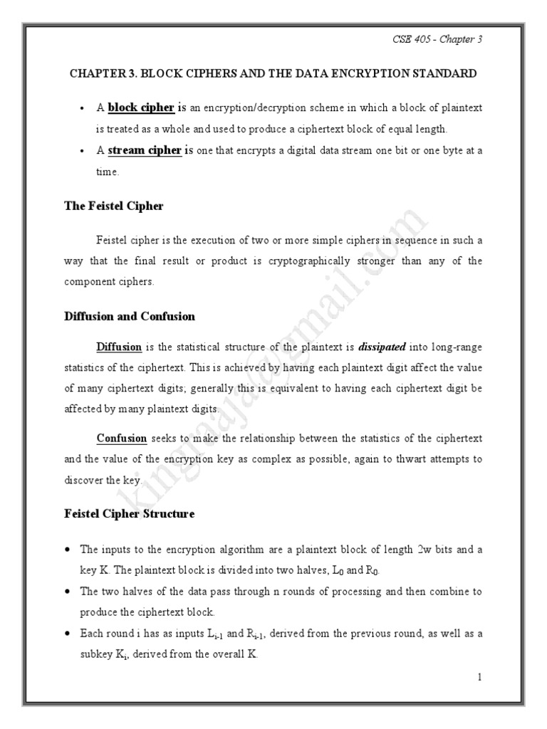 Chapter 3 Block Cipher | PDF | Cryptanalysis | Cipher