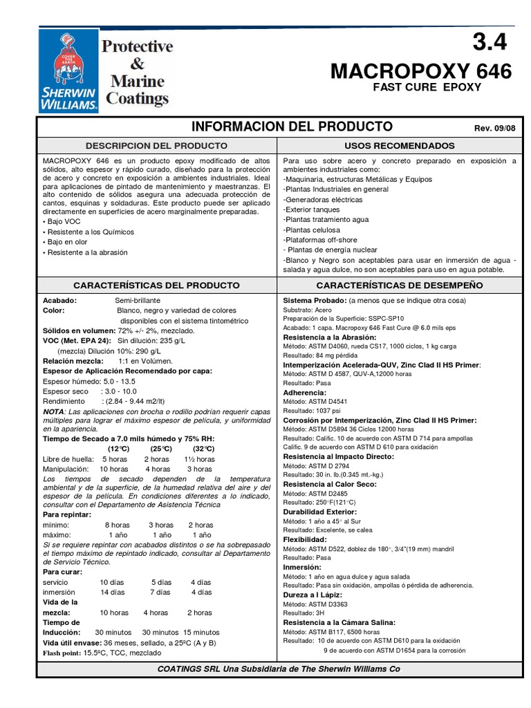 MACROPOXY 646 Información Del Producto | PDF | Aluminio | Pintar