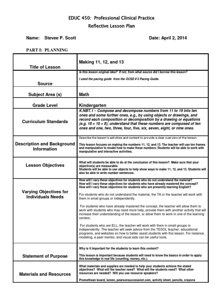 Reflective Lesson Plan # 6 | PDF | Differentiated Instruction | Lesson Plan