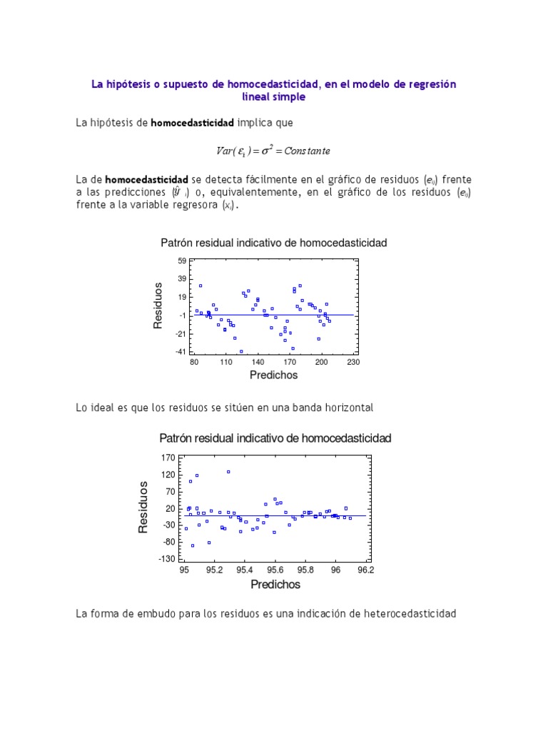 La Hipotesis de Homocedasticidad | Errores y residuos | Coeficiente de ...