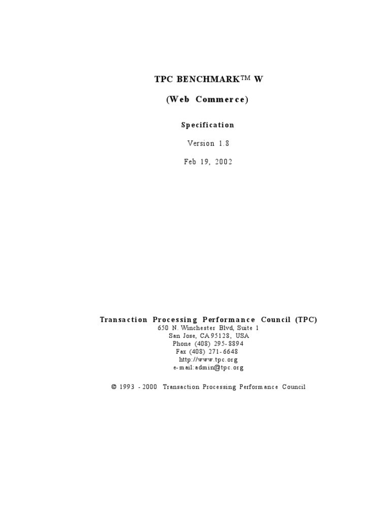 TPC Benchmark W (Web Commerce) : Specification | PDF | Crystalline Solids | Chemical Substances