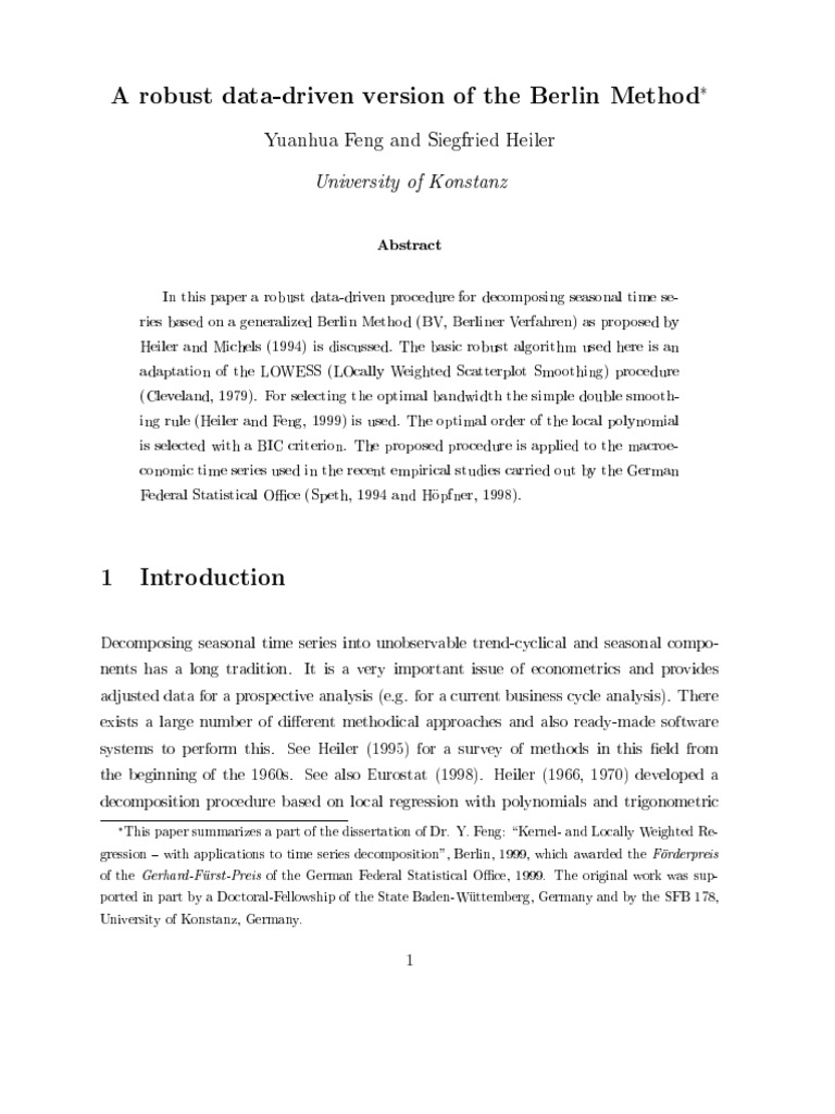 A Robust Data-Driven Version of The Berlin Method | PDF | Estimator ...
