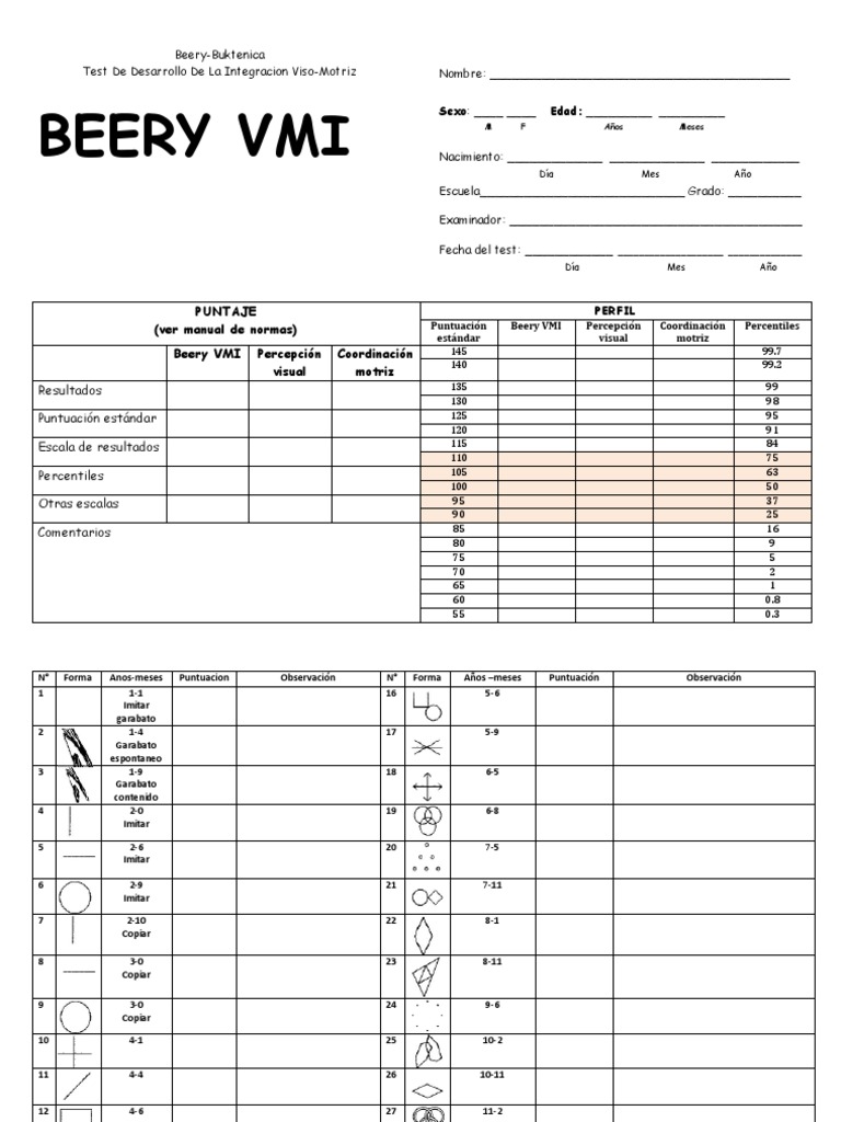 Evaluación Beery VMI: Test Visomotriz | PDF