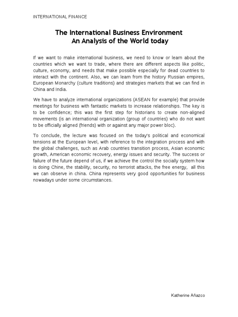 International Finance The International Business Environment | PDF