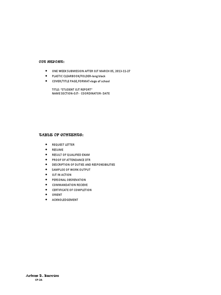 Student OJT Report Overview | PDF