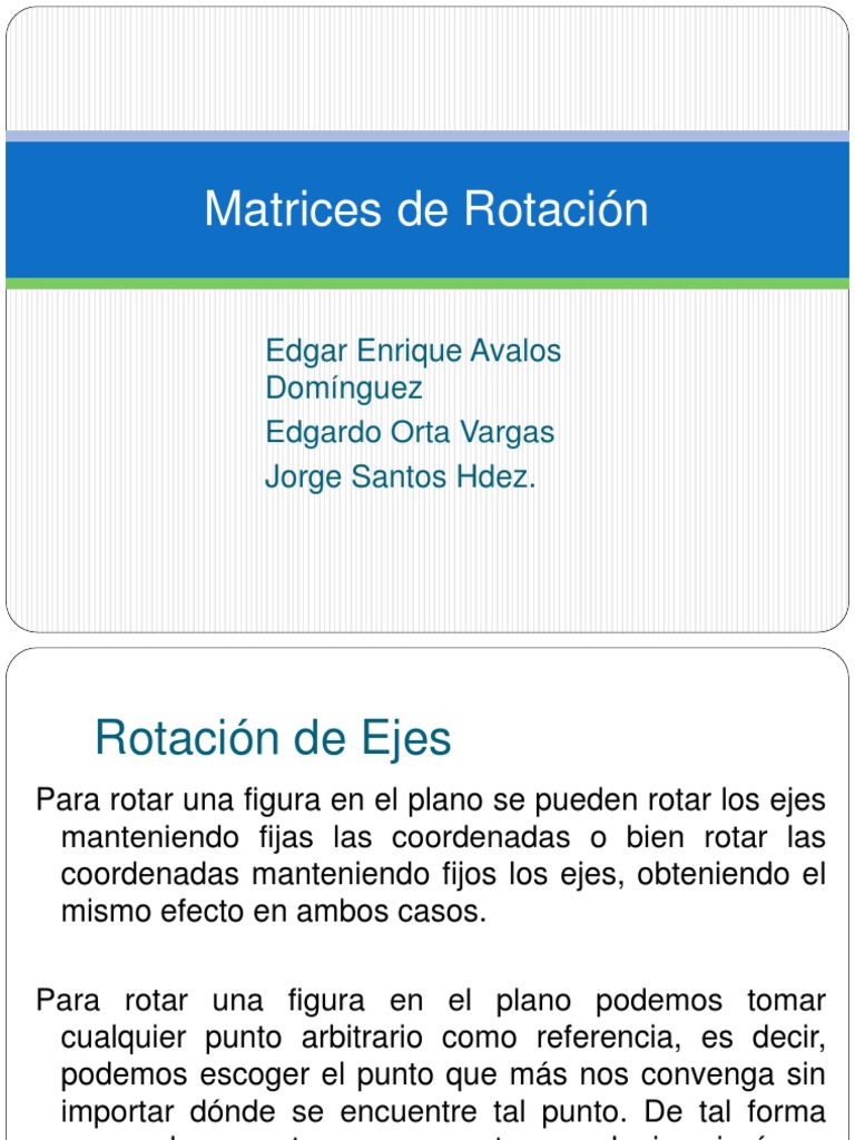 Matrices de Rotación | PDF | Rotación | Sistema de coordenadas Cartesianas