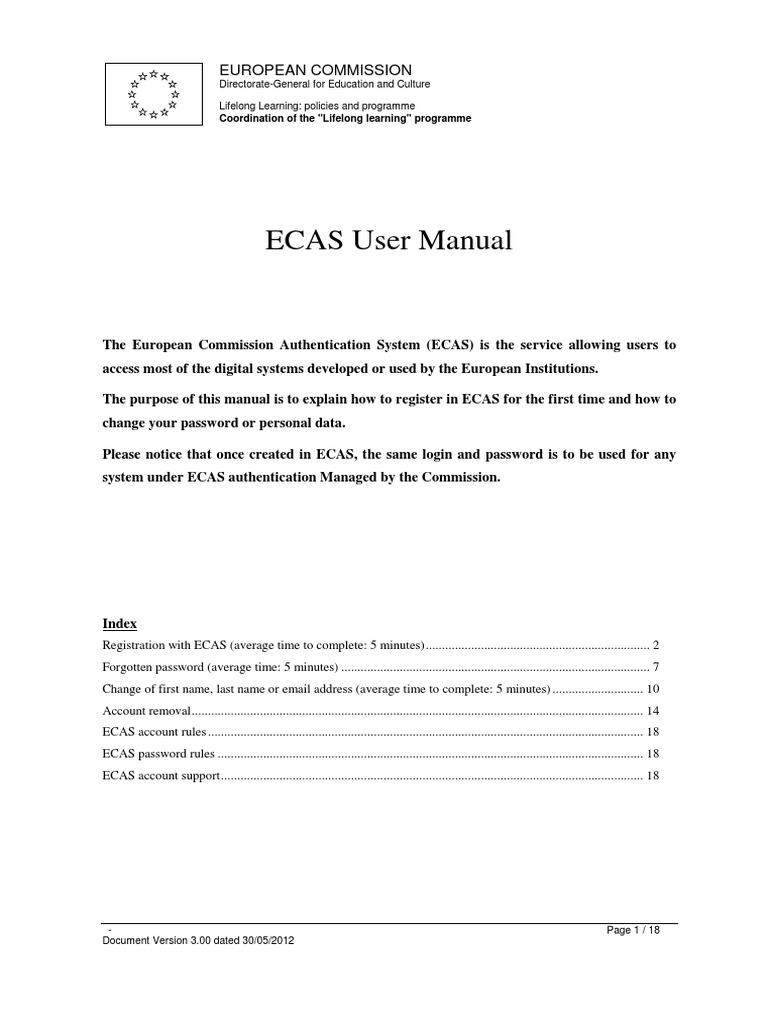 The European Commission Authentication System (ECAS) | PDF | Login | Password