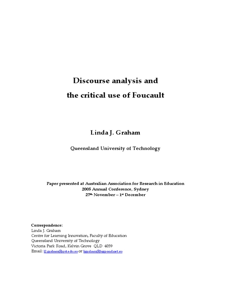 Foucault and Discourse Analysis Methods | PDF
