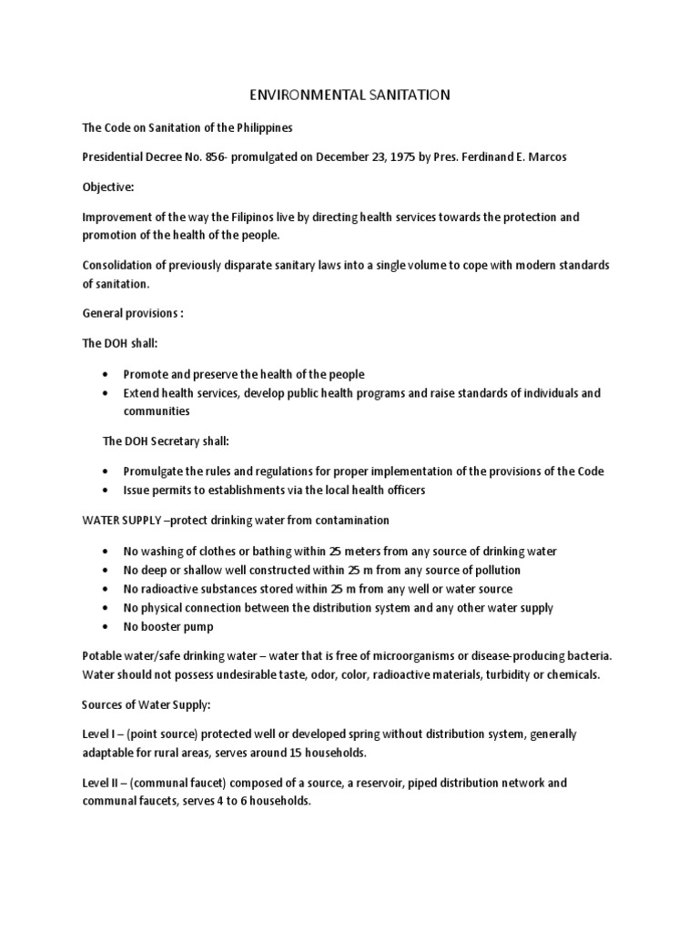 Environmental Sanitation | Sanitation | Drinking Water