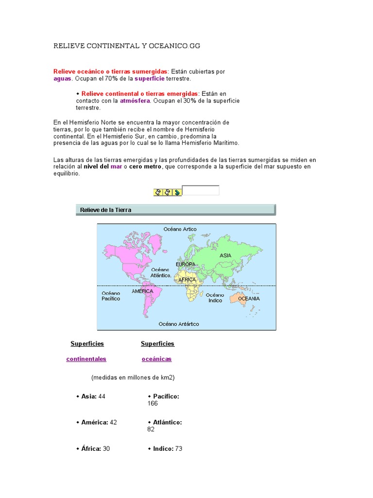 Relieve Continental y Oceanico | PDF | Terreno | Fondo del mar