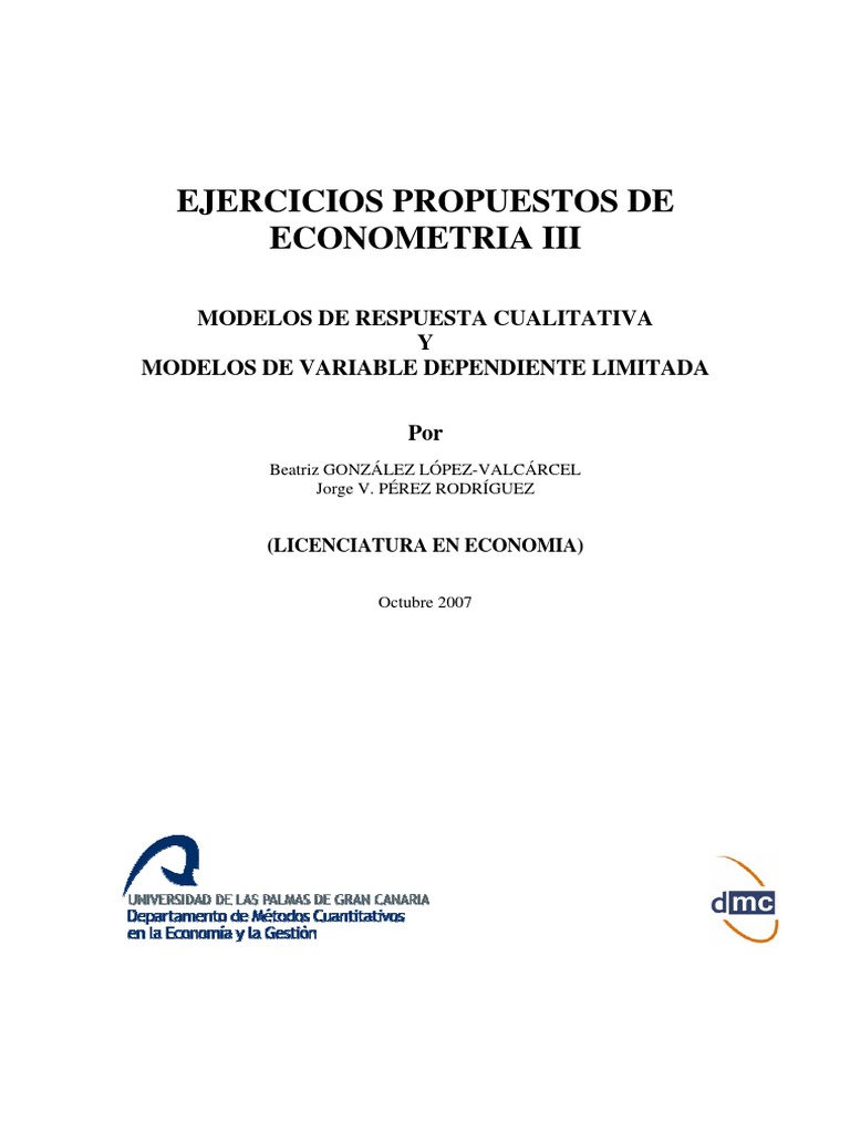 Ejercicios de Econometria III | PDF | Regresión logística | Mínimos cuadrados ordinarios