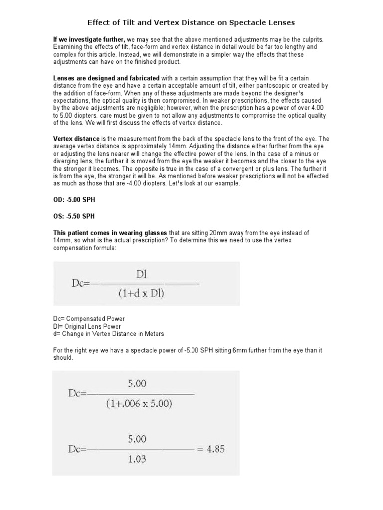 Vertex Distance Compensation | PDF | Glasses | Optics