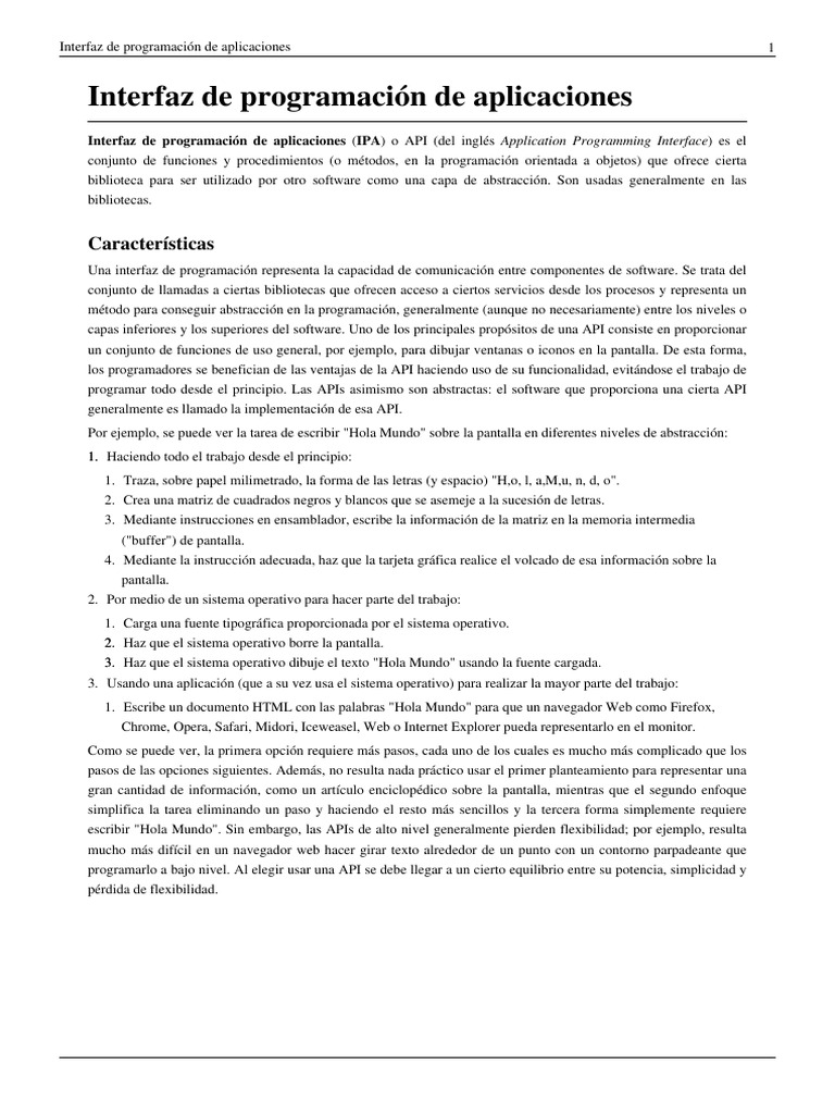 Interfaz de Programación de Aplicaciones API | PDF | Interfaz de ...