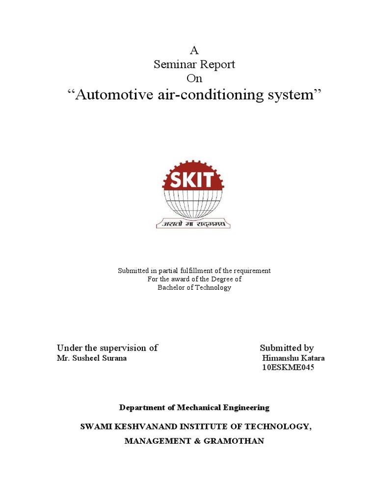 Automotive Air Conditioning System | PDF | Internal Combustion Engine ...