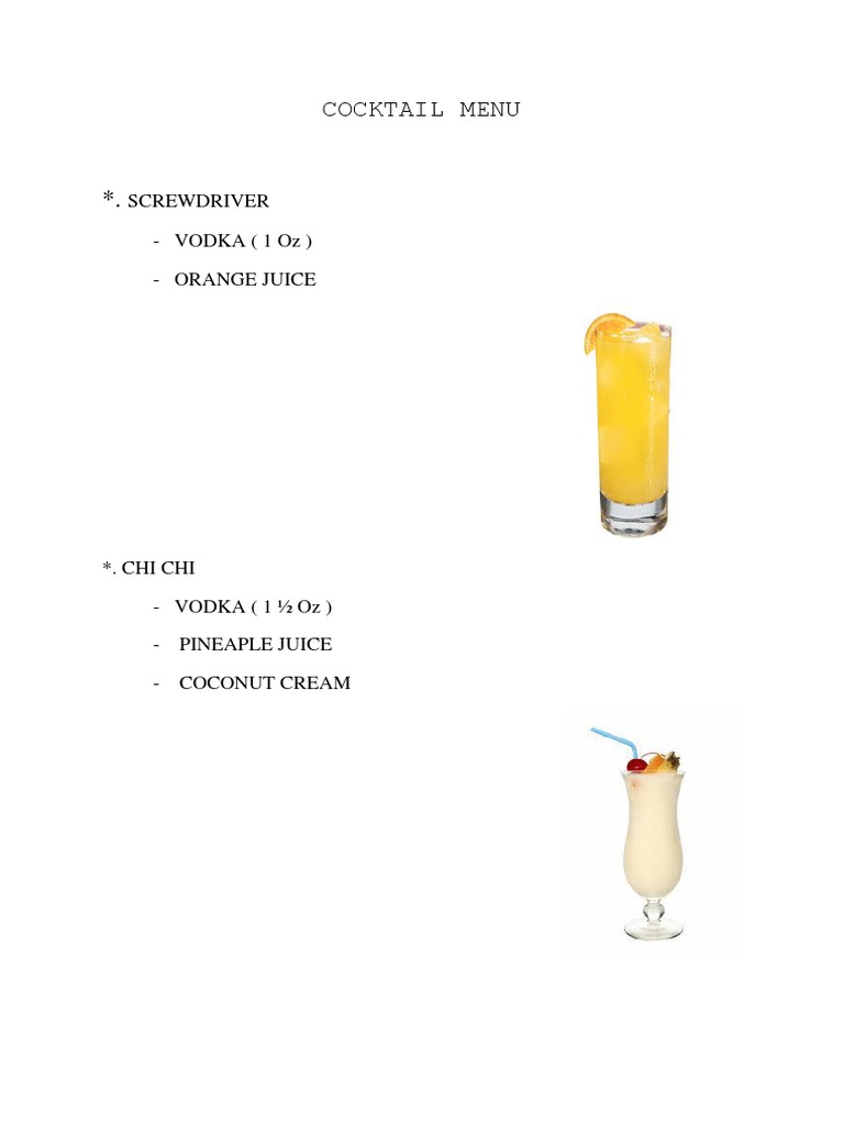 Vodka Cocktail Menu Highlights | PDF
