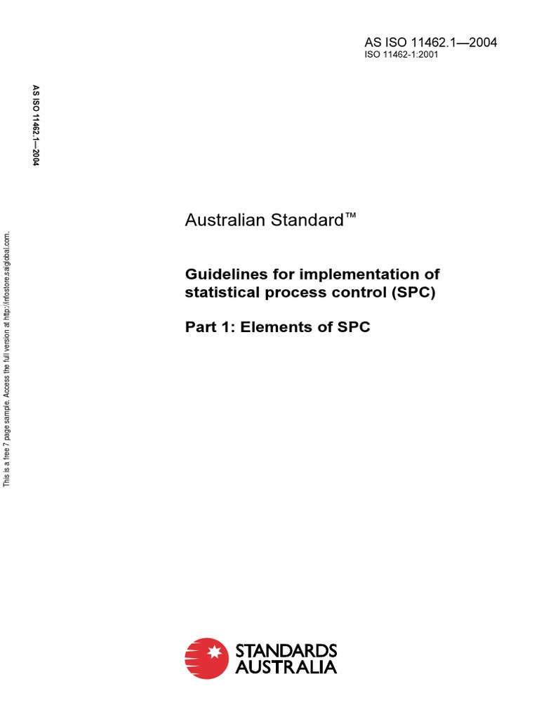 ISO 11462 1 2004 Guidelines For Implementation of Statistical Process Control SPC Elements of ...