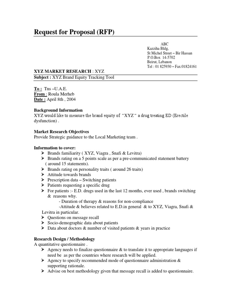 RFP - A Sample | PDF | Survey Methodology | Request For Proposal