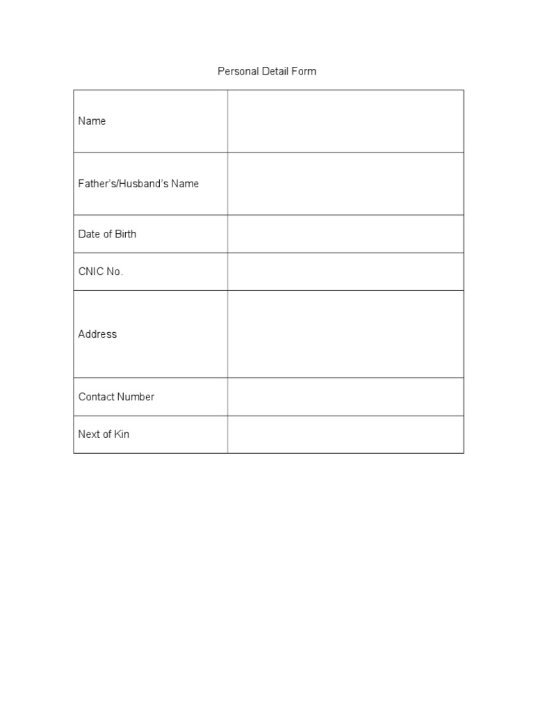Personal Detail Form | PDF | Social Science | Law