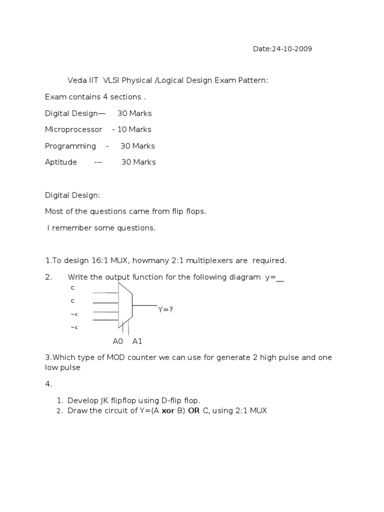 Veda IIT VLSI Exam Pattern Overview | PDF