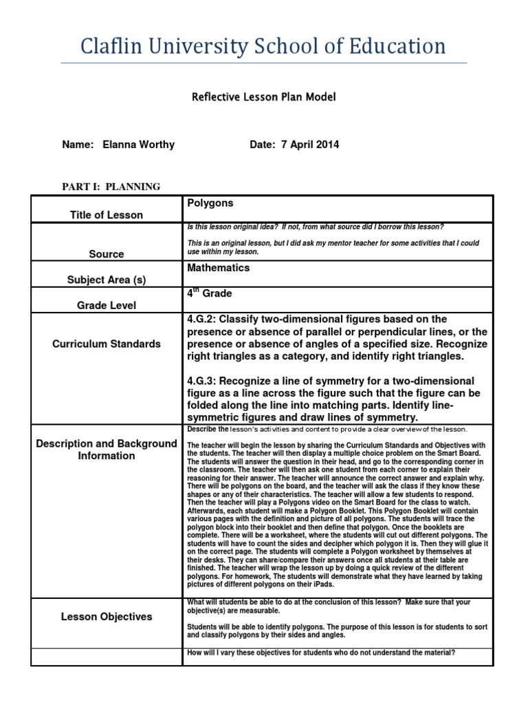 polygons lesson plan | Curriculum | Lesson Plan