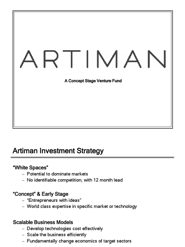 Artiman Ventures - Investment Strategy | PDF | Venture Capital | Corporate Finance