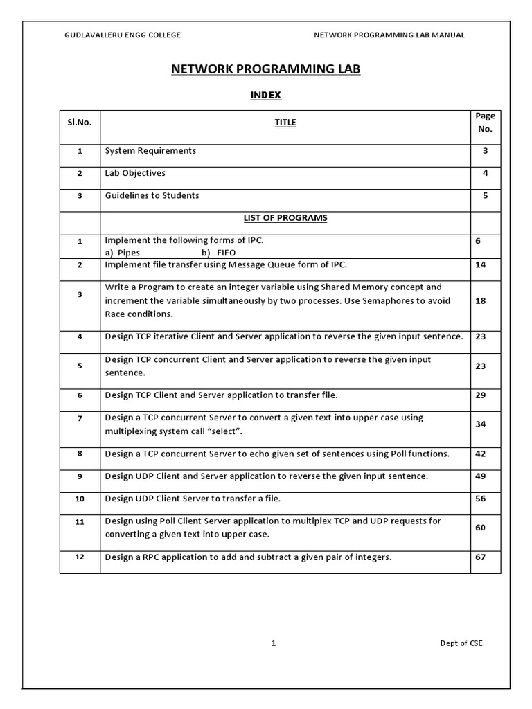 Network Programming Lab Manual | PDF | Internet Protocols ...