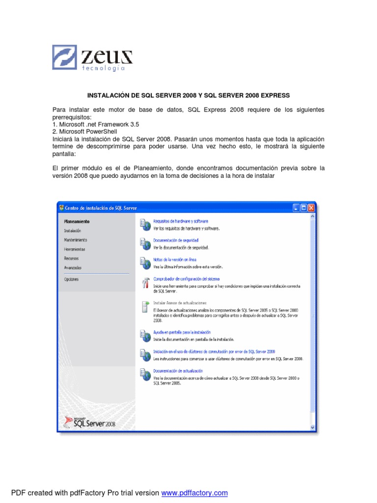 Manual de Instalacion SQL 2008 y SQL 2008 Express PDF | PDF | Servidor SQL de Microsoft ...