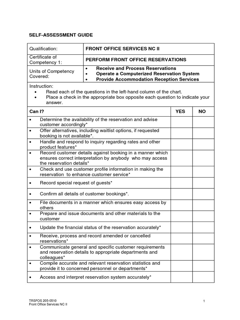 SAG - Front Office Services NC II | Competence (Human Resources ...
