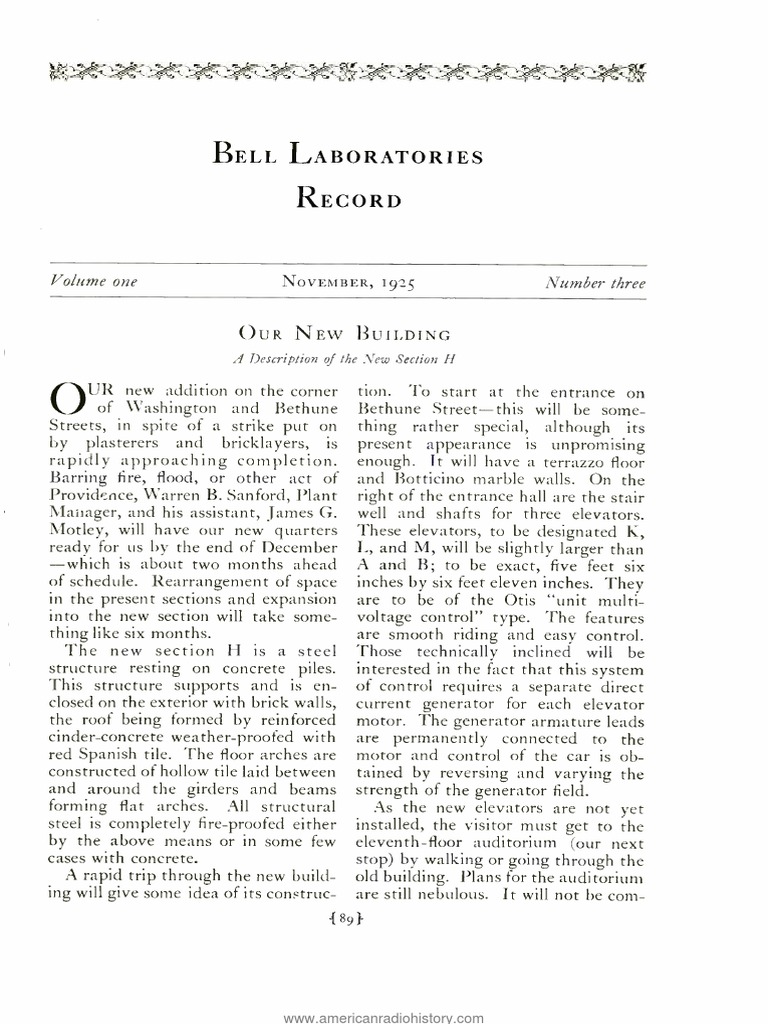 Bell Laboratories Record 1925 11 | PDF