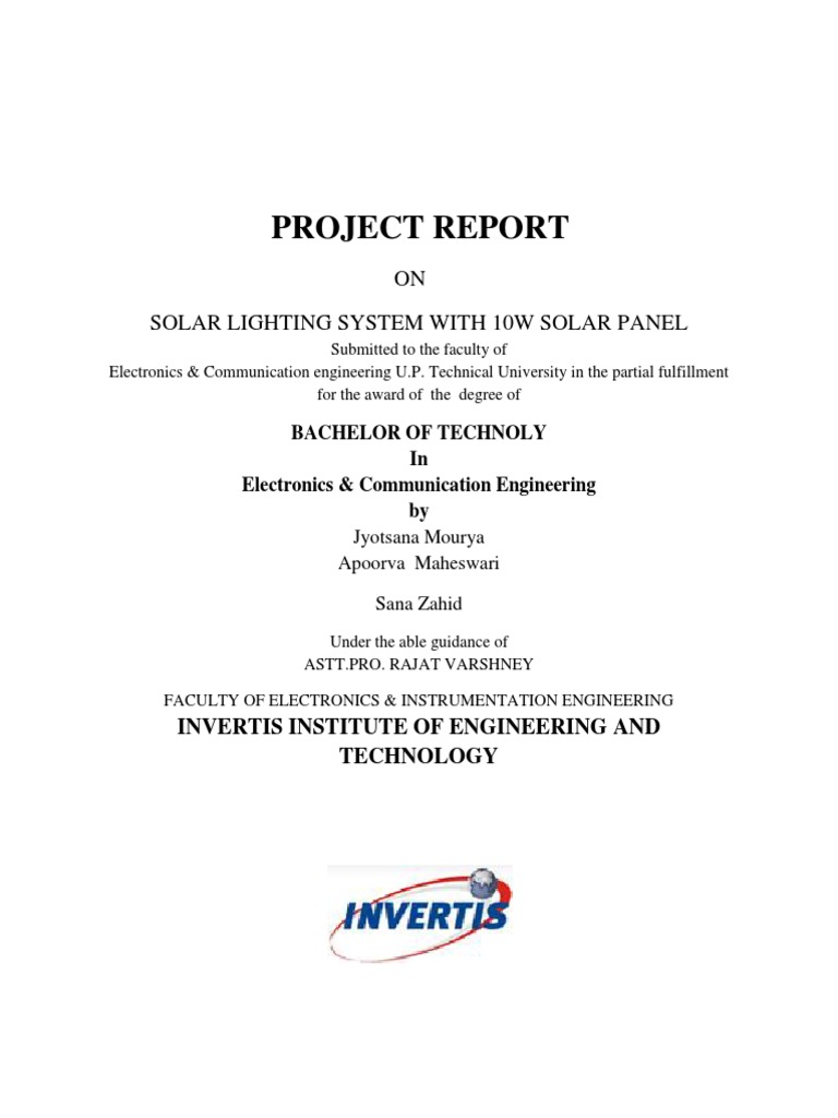 The Project Report On Solar Lighting System With 10W Solar Panel GR-5 ...