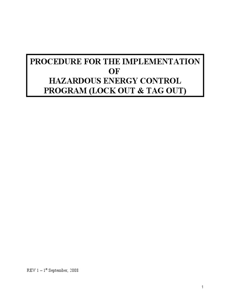 Lock Out Tag Out Procedures | PDF | Risk Assessment | Risk