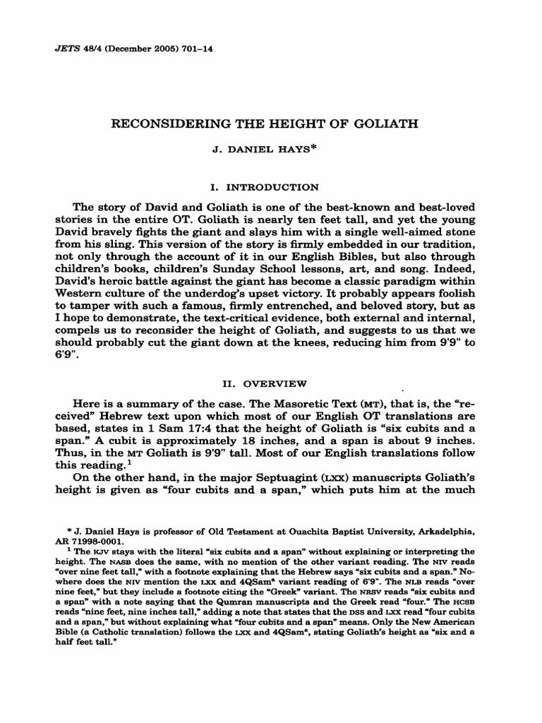 Goliath's Height | Download Free PDF | Septuagint | Goliath