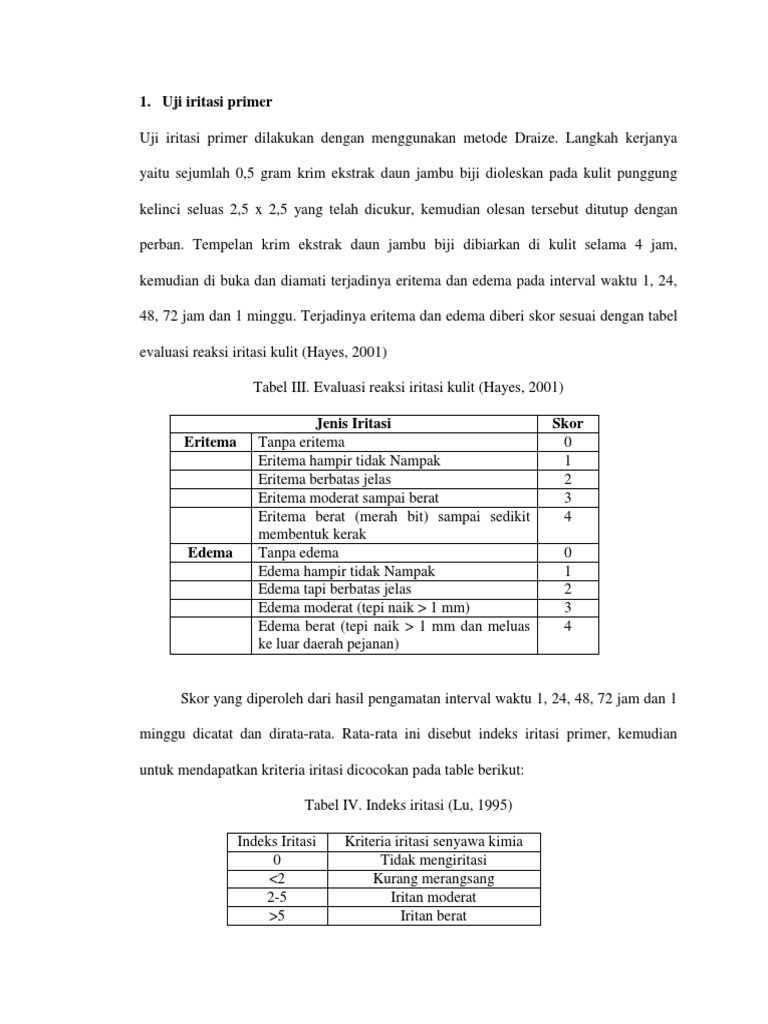 Uji Iritasi Primer, Analisis Hasil | PDF | Sains & Matematika