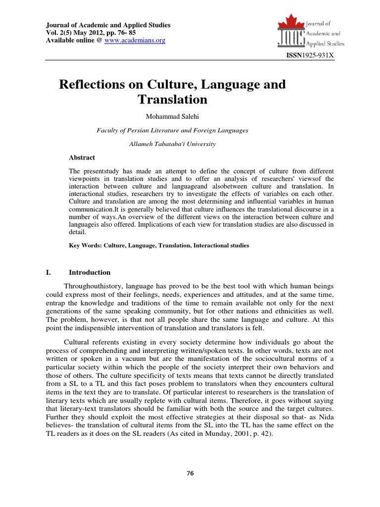 Culture Language Translation Pdf Translations Linguistics