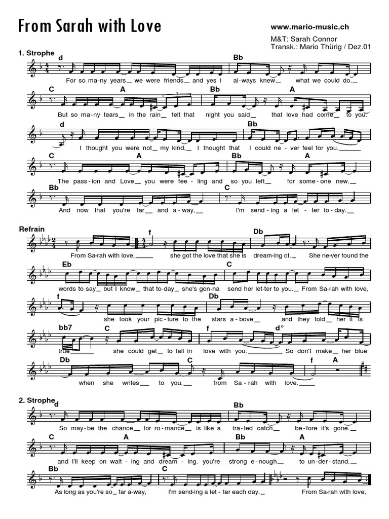 From Sarah with Love Lyrics | PDF