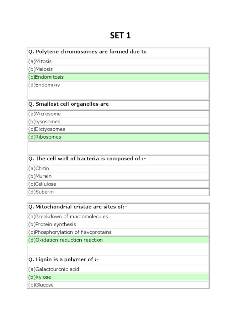 Cell Biology and Genetics Multiple Choice Question(GuruKpo) | Meiosis ...