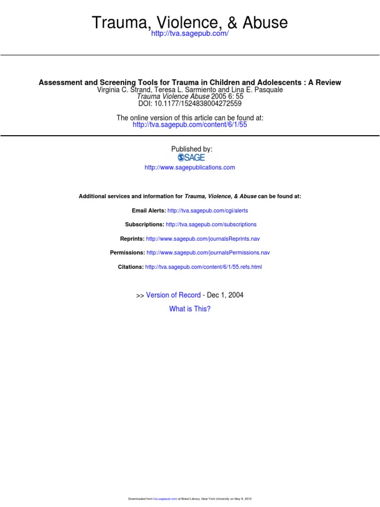 Assessment and Screening Tools For Trauma | PDF | Psychological Trauma ...