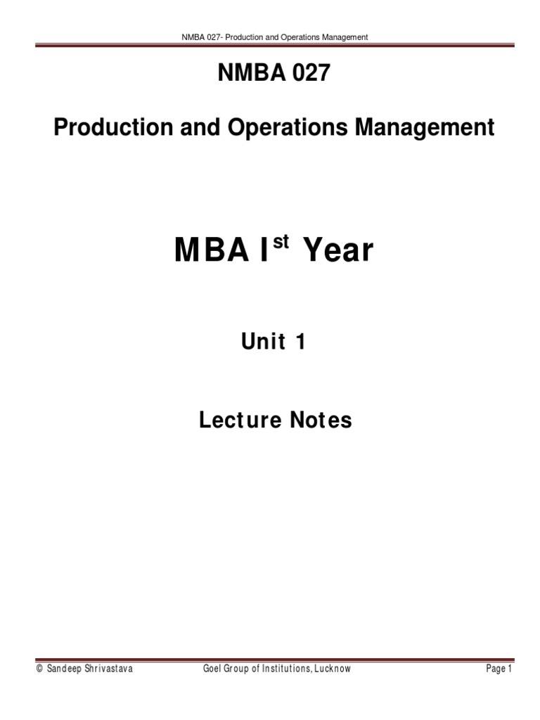 POM Unit 1 | PDF | Operations Management | Design