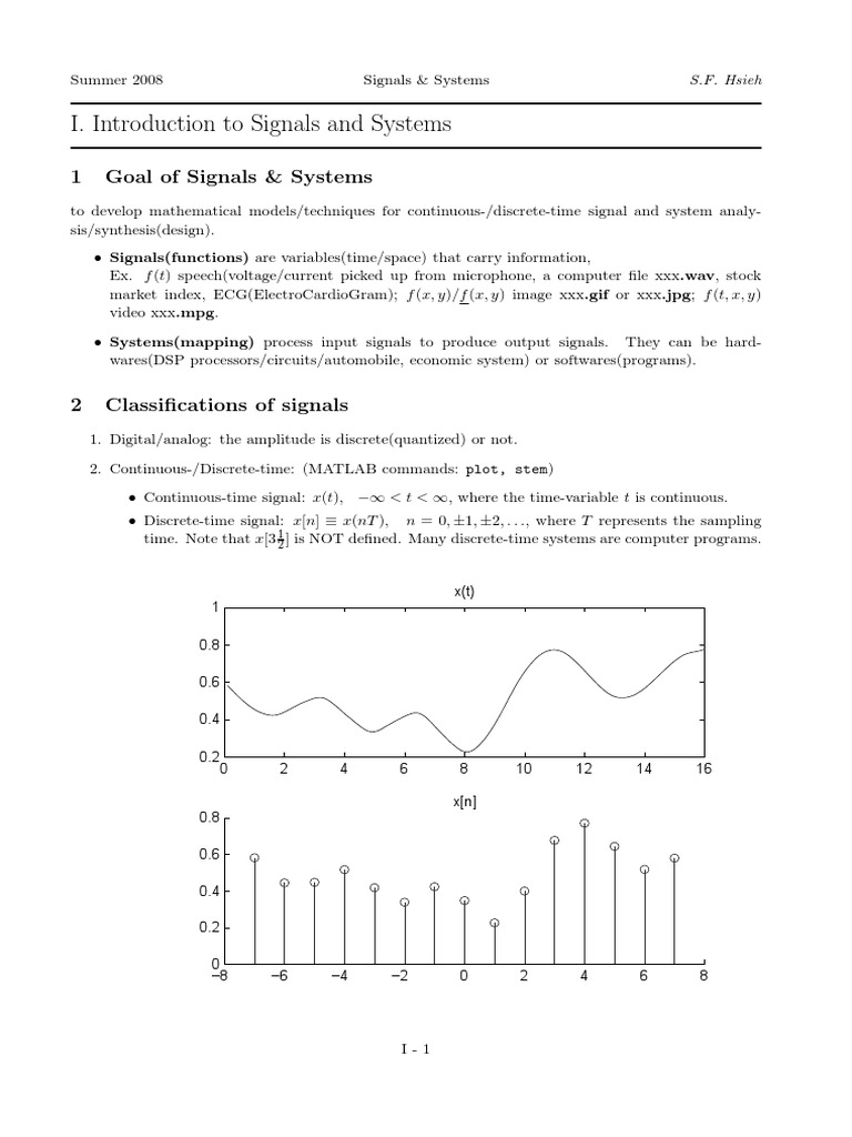 Signal and System | PDF | Signal (Electrical Engineering) | Algorithms