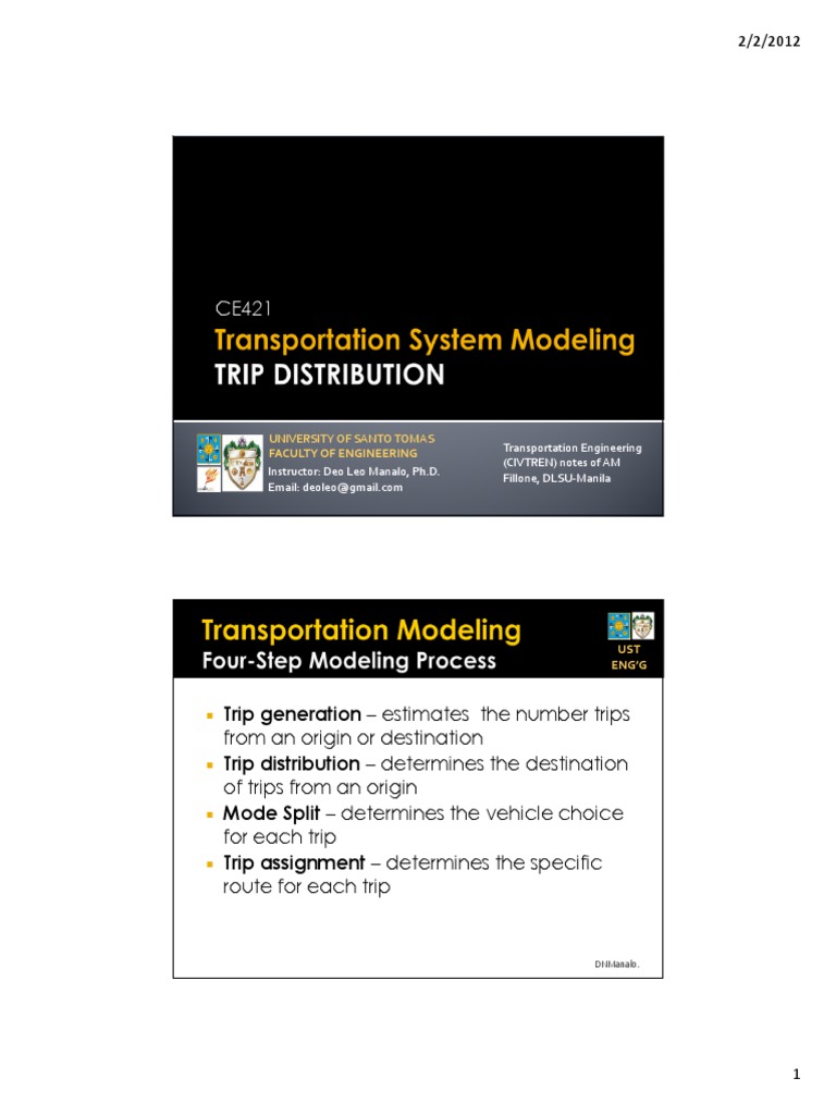 CE421 Lesson 8 Modeling - Trip Distribution | PDF | Physics | Teaching Mathematics