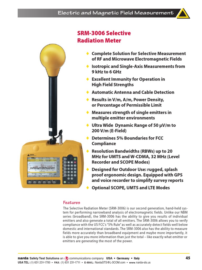 SRM-3006 Selective Radiation Meter: Electric and Magnetic Field Measurement | PDF