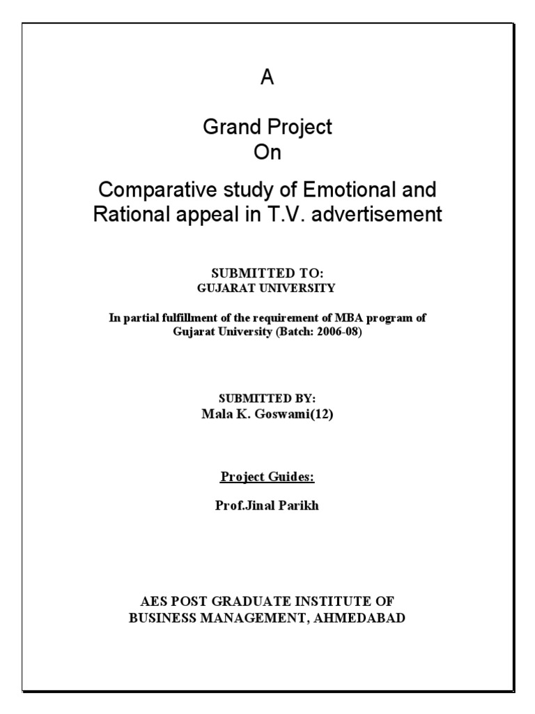 Comparative Study of Emotional and Rational Appeal in T.V ...