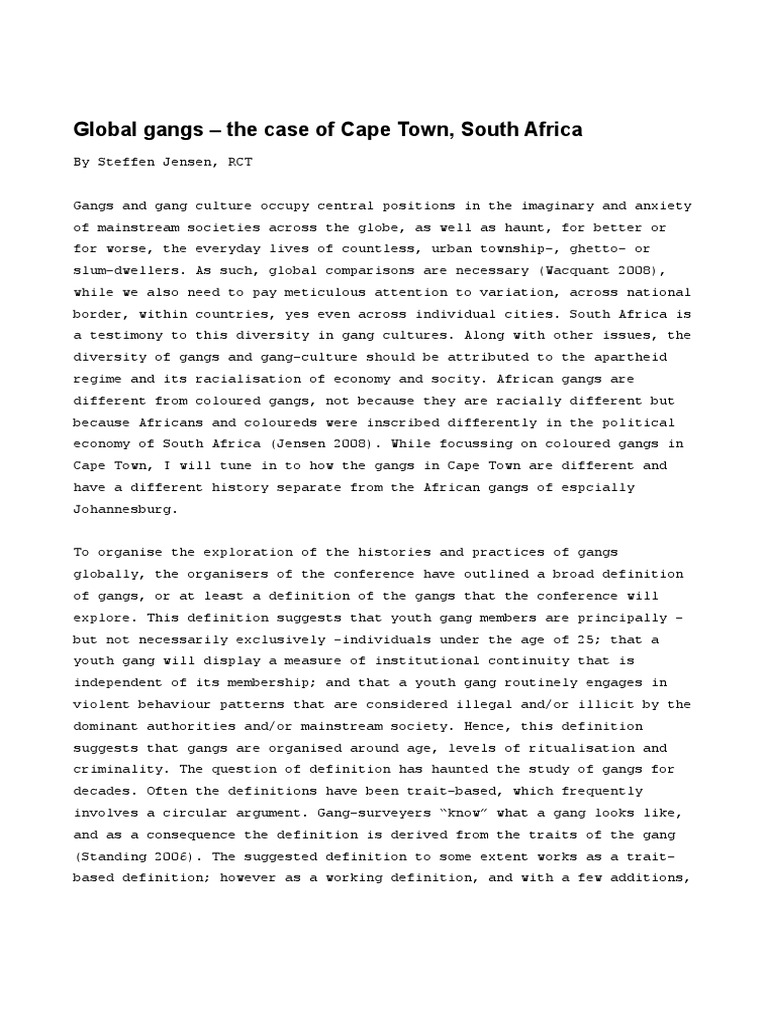 Cape Town's Coloured Gangs: Origins & Impact | PDF | Gang | Apartheid