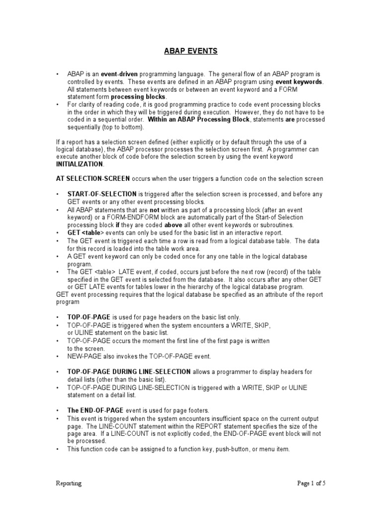 Abap Events Pdf Computing Computer Programming 