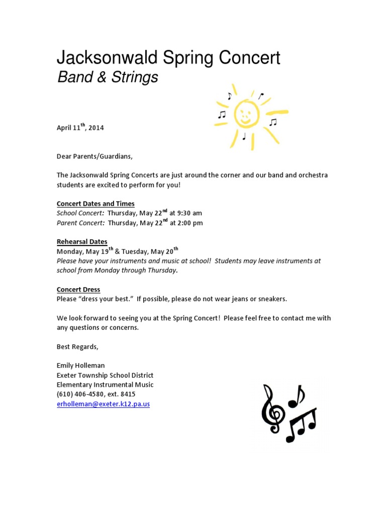 Jwald Spring Concert Letter | PDF