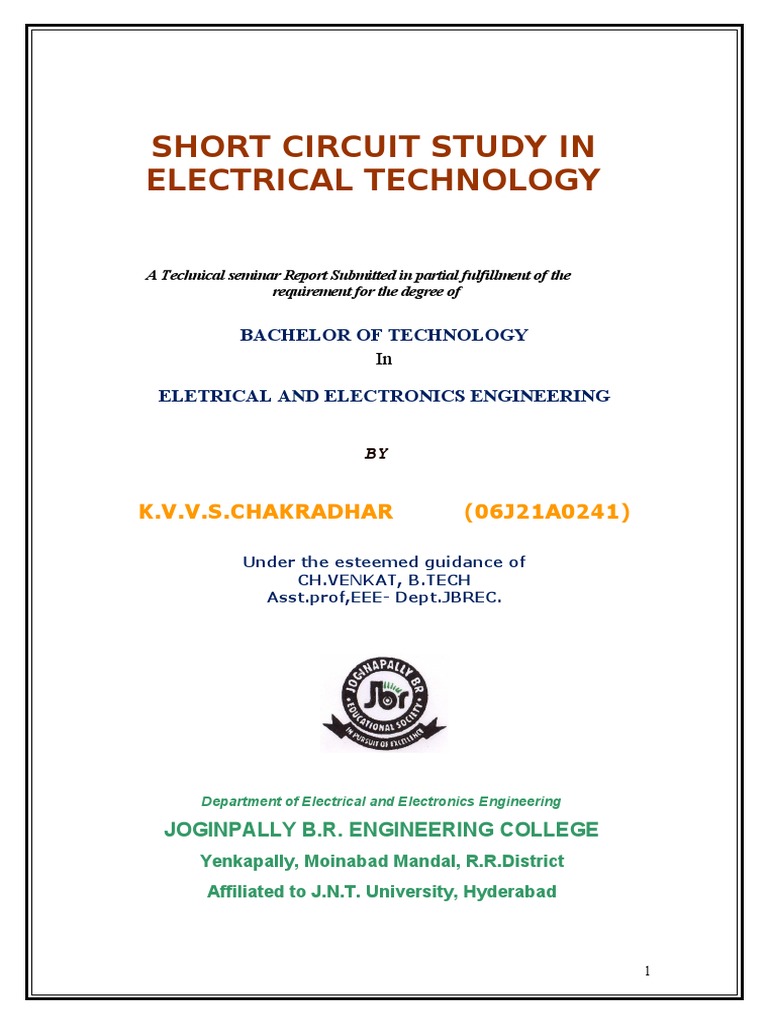 Short Circuit Study in Electrical Engineering | PDF | Electromagnetism ...